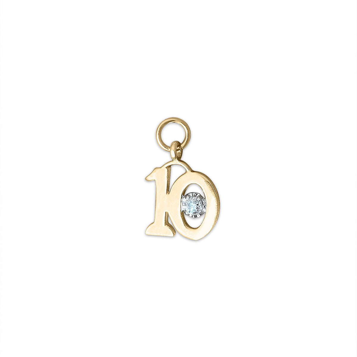 SOLD Vintage Diamond Number 10 Charm - Fewer Finer